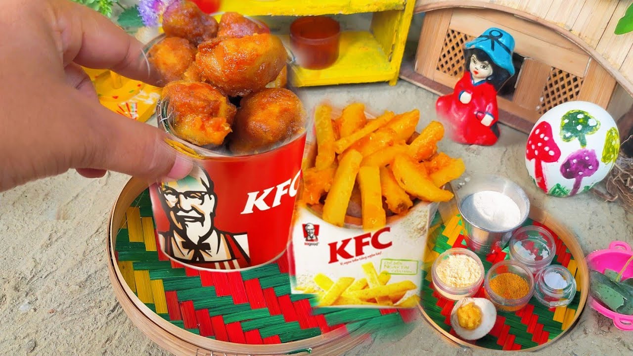 Mini KFC Style Fried Chicken| Crispy French Fries| Mini Food Real Food ...