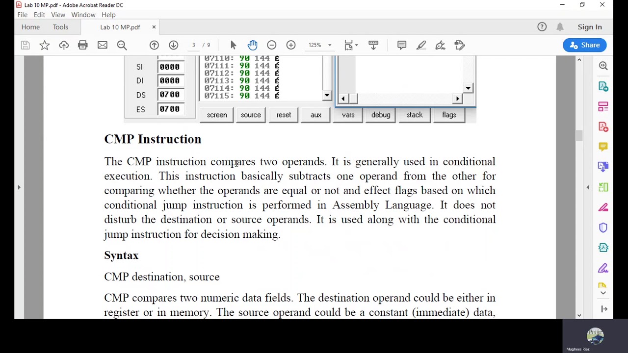 Jump Command in Microprocessor EMU8086 By Engr. Mughees Riaz - YouTube