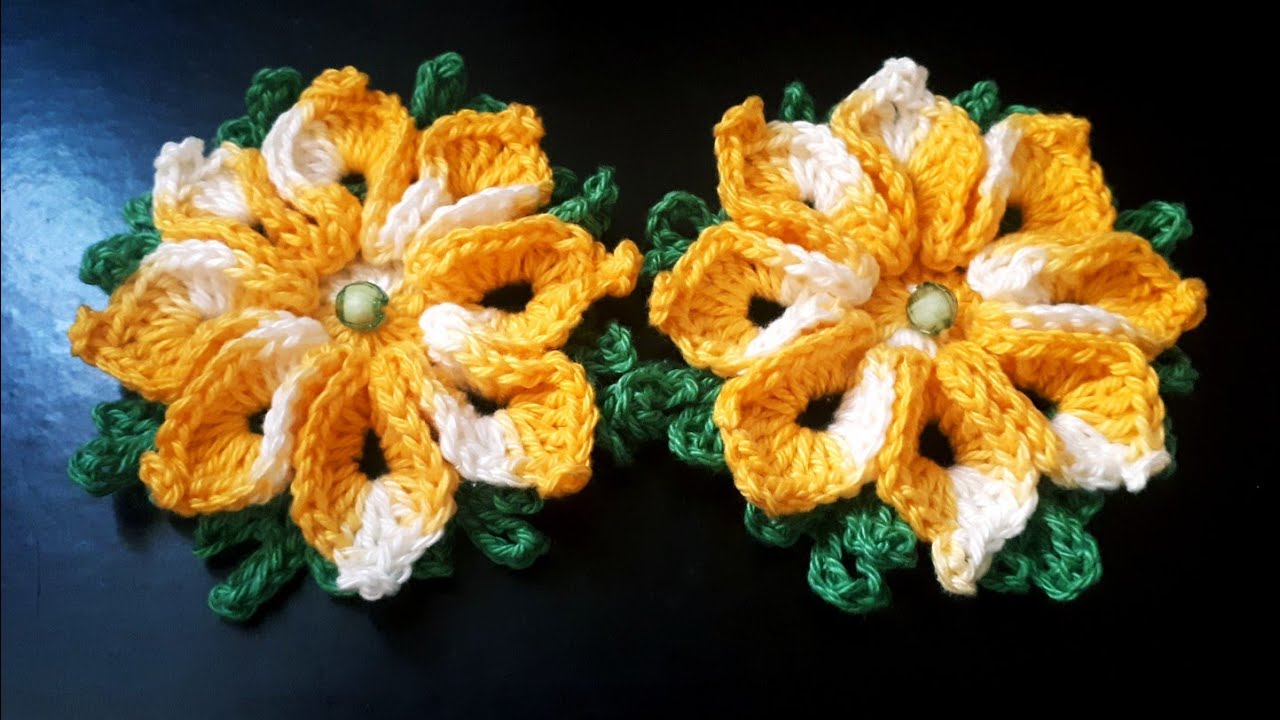 Crochet 3D Flowers Motif for Patterns ( Left Handed) - YouTube