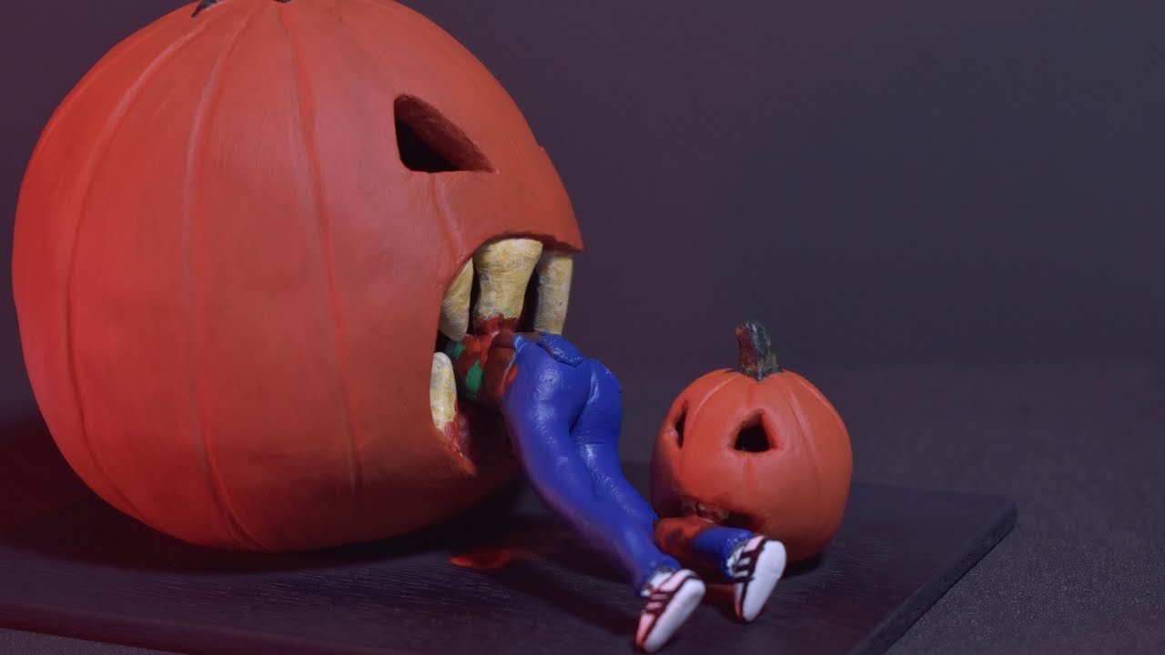Sculpting Killer Pumpkin POLYMER CLAY Halloween 🎃-TIMELAPSE - YouTube