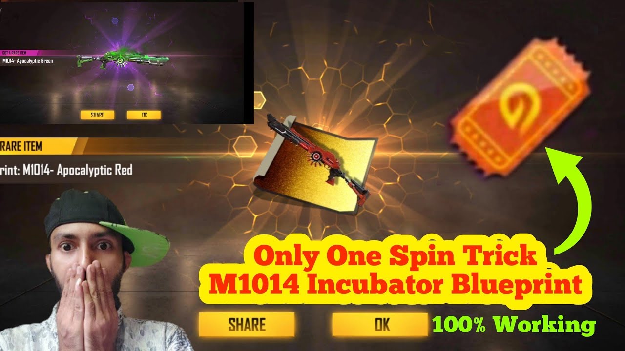 #FreeFire M1014 Incubator Blueprint Trick | Only One Spin Trick | 💯 ...