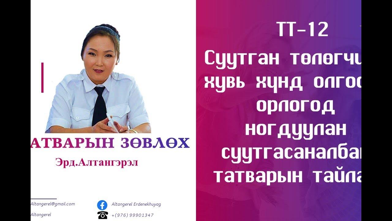 ТТ 12 Суутган төлөгчийн хувь хүнд олгосон орлогод ногдуулан