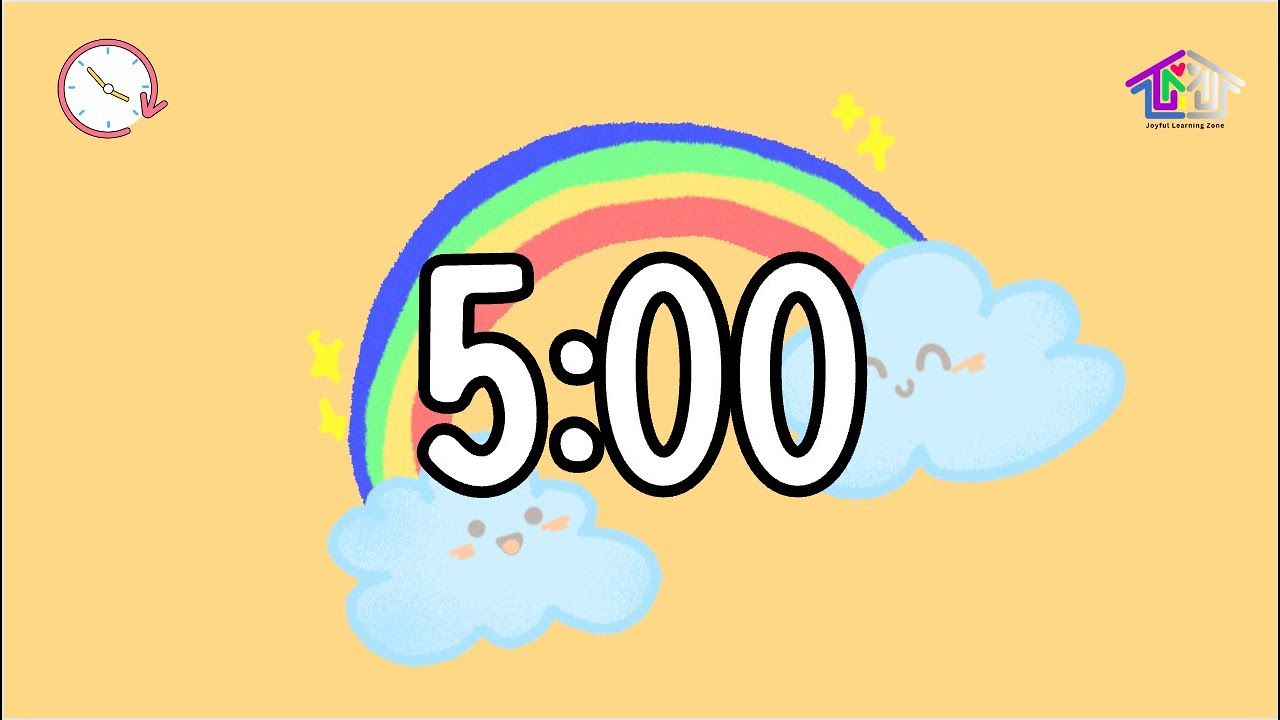 5-Minute Countdown Timer with Alarm| Rainbow Theme 🤍🎼⏰🌈 - YouTube