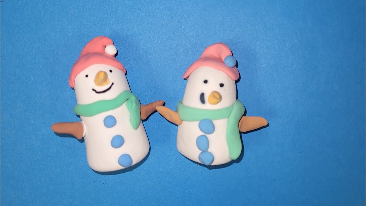 how to make a model magic clay snowman sculpture @artmakeslifemeri ...