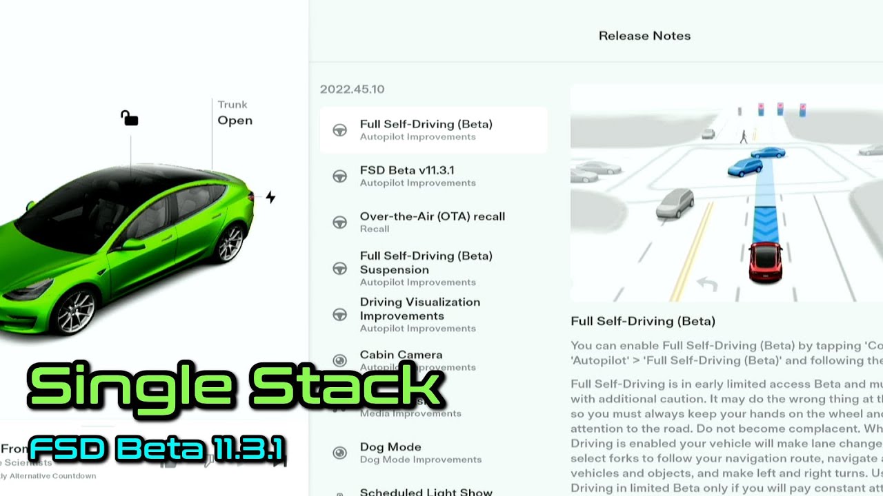 Tesla FSD Beta 11.3.1 first drive single stack on highway - YouTube