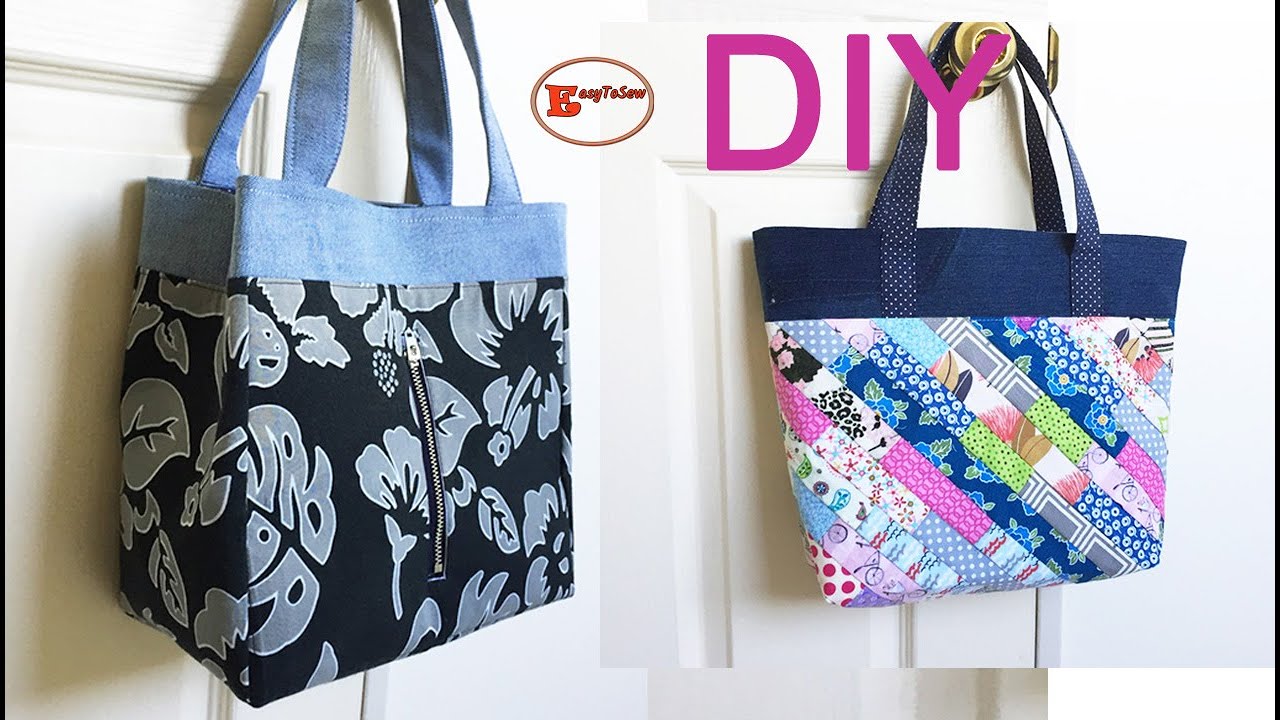 VERTICAL ZIPPER POCKET BAG AND TURN SCRAPS INTO TOTE BAG | BAG MAKING TUTORIAL - YouTube
