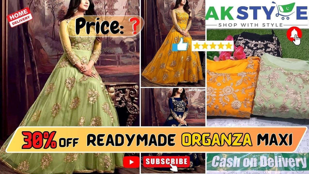 Readymade 2-Piece Organza Maxi Dress Review | Stitched Organza Silk ...