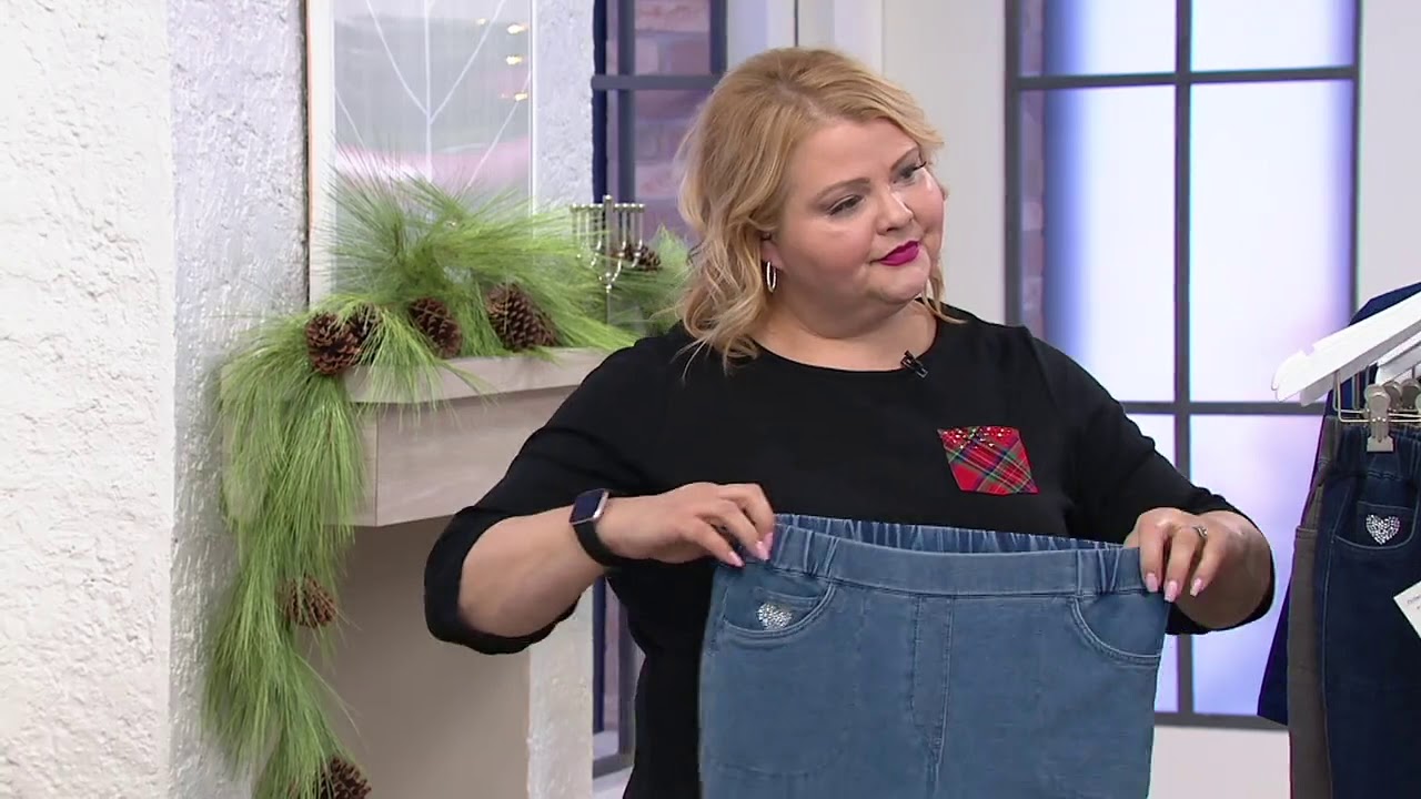 Quacker Factory DreamJeannes Pull-On Embroidered Slim Leggings on QVC ...