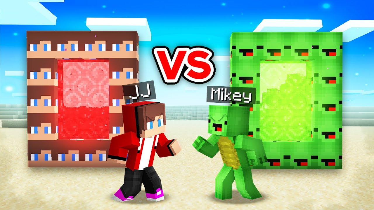 JJ And Mikey BUILD GIANT And SMALLEST Portals in Minecraft Maizen - YouTube