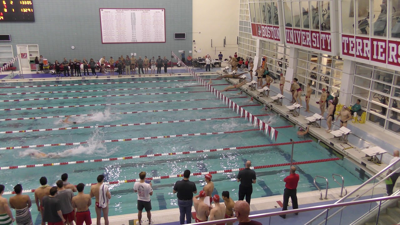 2019 Boston U Dual Meet Men's 400 Free Relay - YouTube
