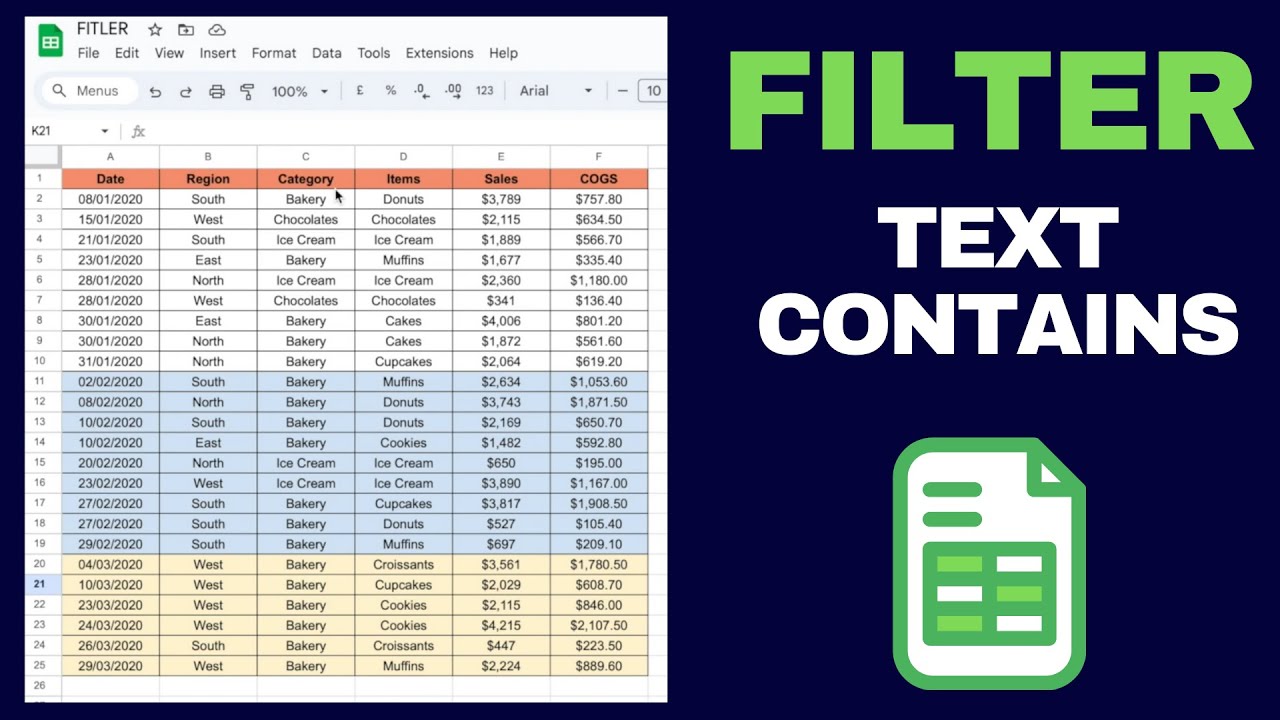 FILTER Text CONTAINS in Google Sheets - YouTube