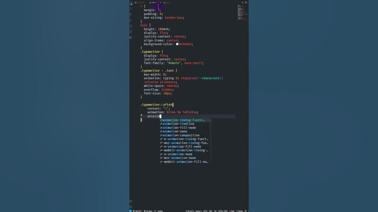 Typewriter Animation Effect In Html Css And Js Shorts Youtube 2345