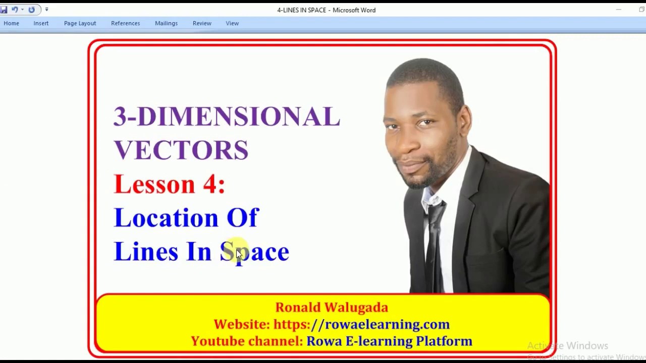 4-LOCATION OF LINES IN SPACE (A-LEVEL MATH) - YouTube