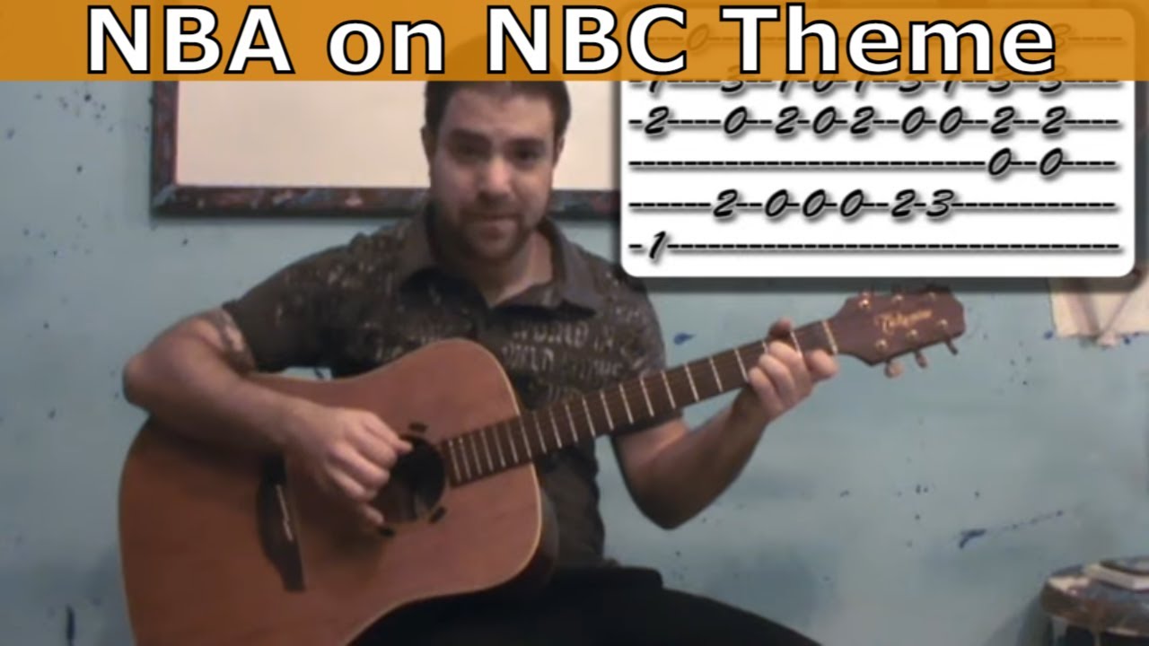 Tutorial: NBA on NBC Theme - Fingerstyle Guitar w/ TAB (aka Roundball ...