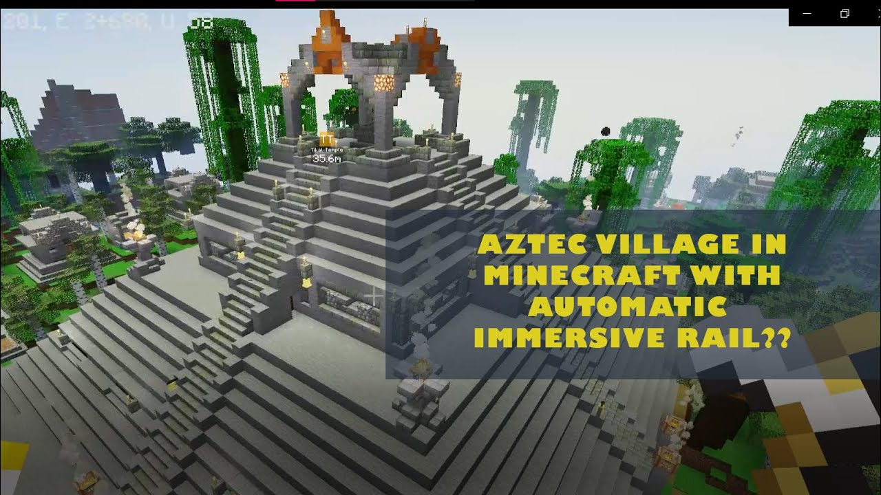 MINECRAFT AZTEC Village + iMMERSIVE RAILROADING (Map Download) - YouTube