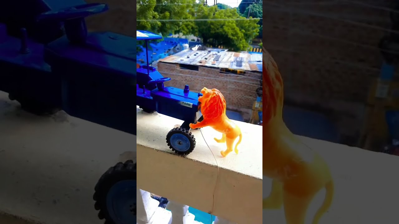 Lion In front of tractor, Tractor Stunt, Tractor Toy, #shortsforkids # ...