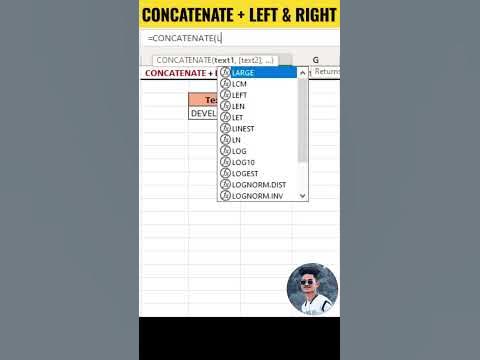 CONCATENATE + LEFT &RIGHT Formula use in #mircosoft #excel #viral #shorts - YouTube