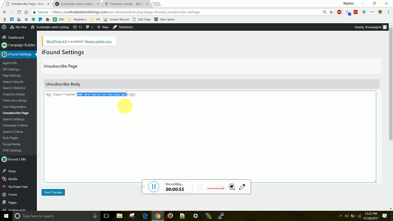 iFound Plugin Unsubscribe Page Settings Overview - YouTube