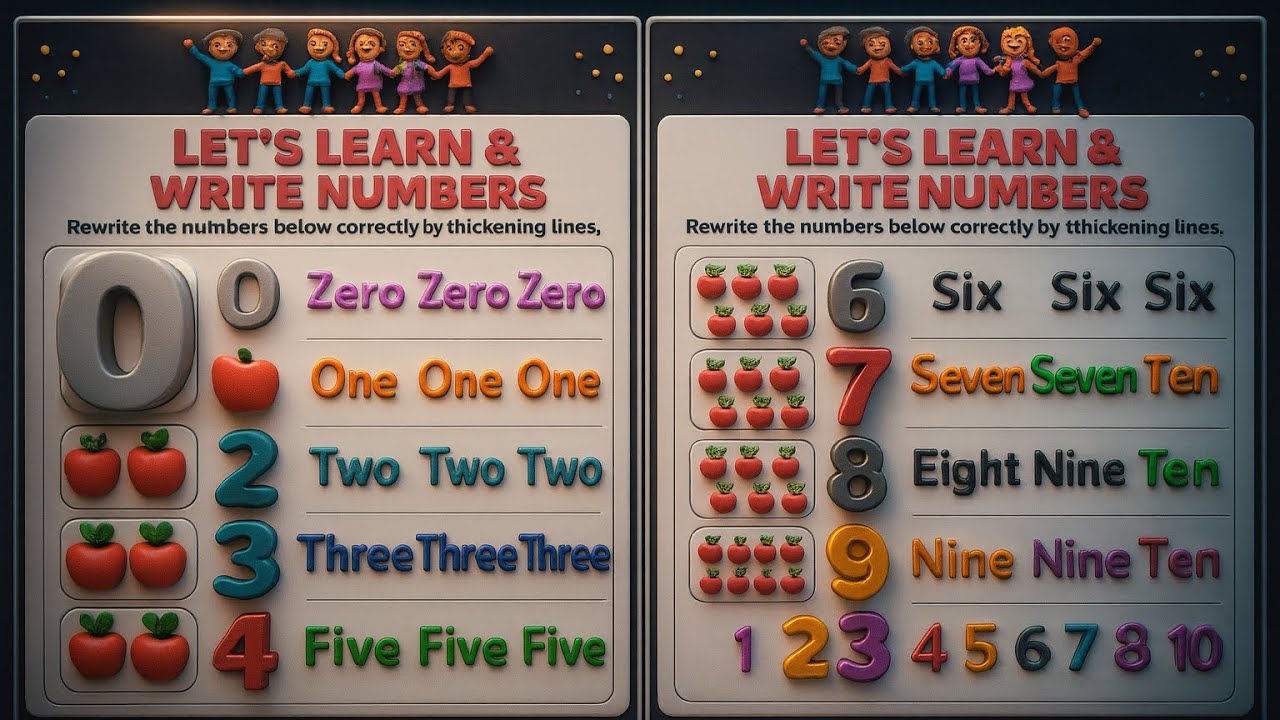 🎯 Learn Numbers 0 to 10 | 3D Kids Learning Chart | Colorful & Easy ...