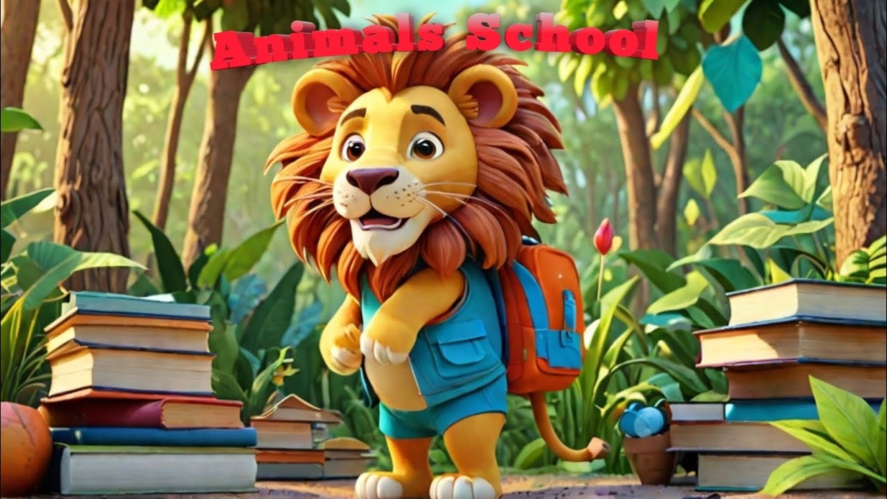 The animals going to school in the jungle|| baby song|| kids poem ...