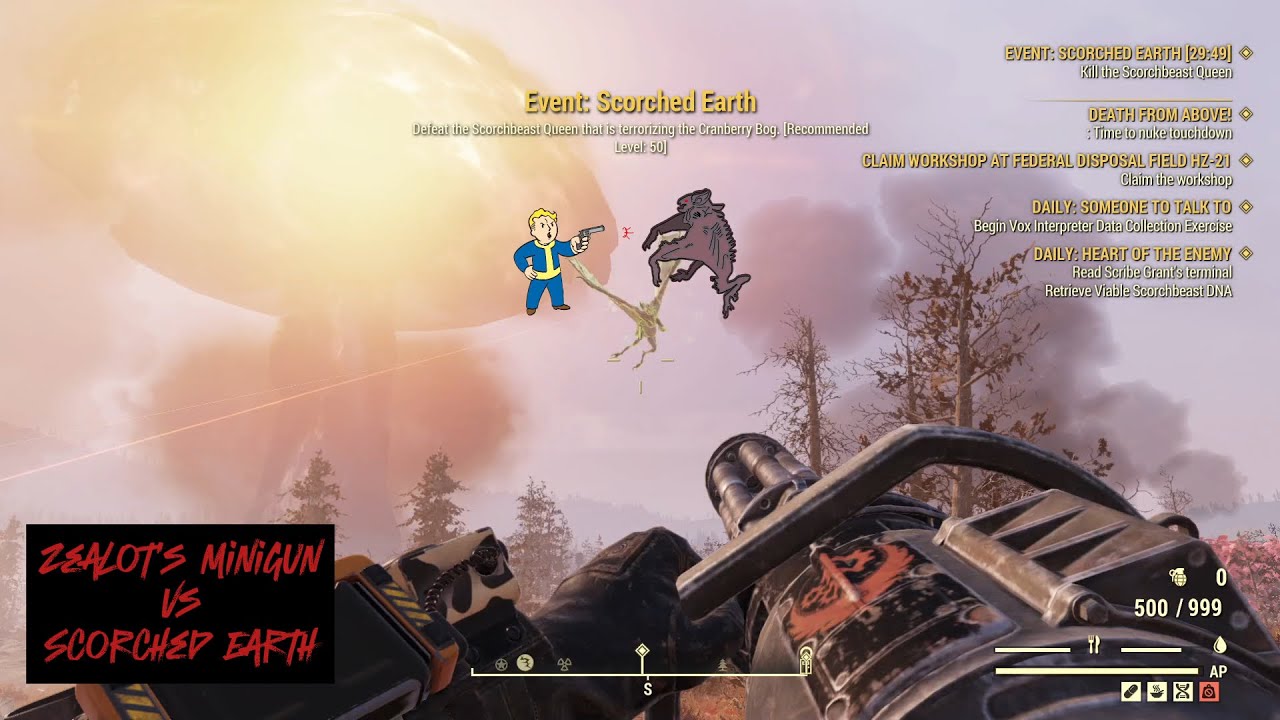 FO76 - Zealot's Minigun vs Scorched Earth - YouTube