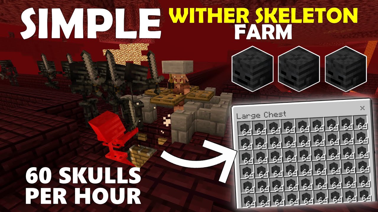 Simple AFK Wither Skeleton Skull Farm in Minecraft 1.21 - 60 Skulls per ...