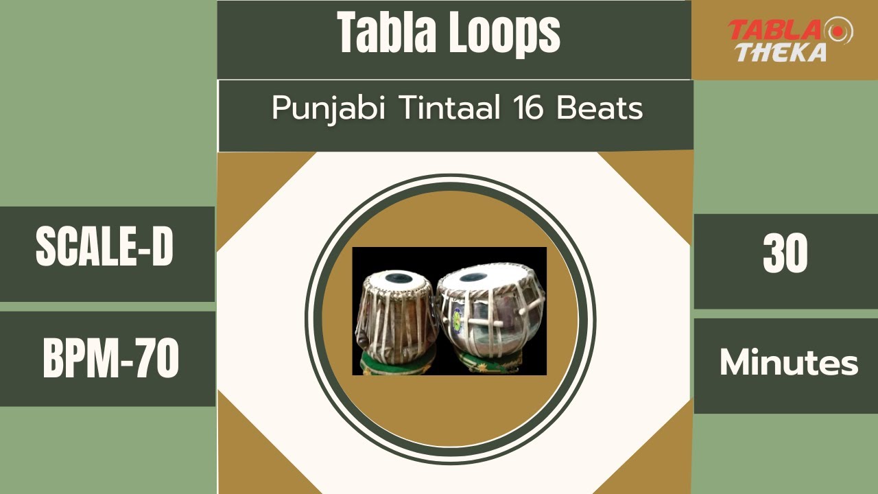 Punjabi Tintaal: 16 Beats 👉Tabla Loops 👉Mastery at BPM 70 (Scale D ...