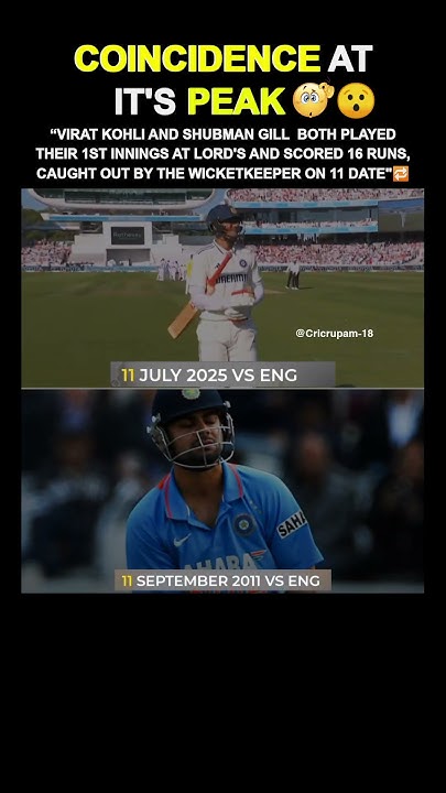 Mind-Blowing Coincidence😯|Kohli and Gill same Score at Lords their 1st Innings🥶#shortsfeed - YouTube