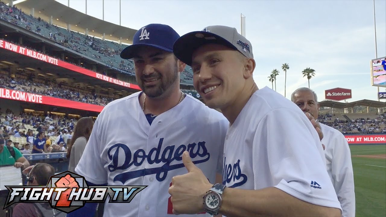 Gennady Golovkin throws out 1st pitch at Dodgers game- Bro's out with ...