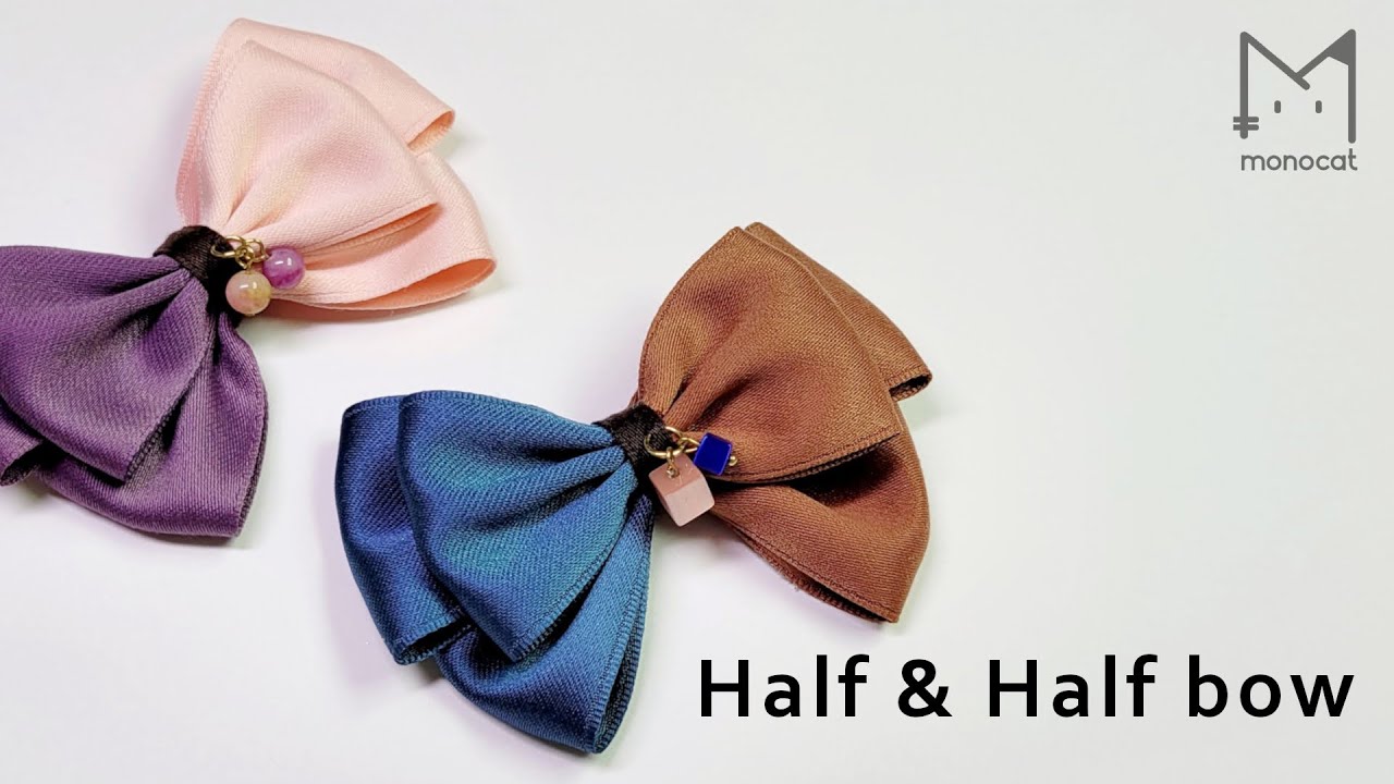 Half & half ribbon bow /Make simple easy bow/DIY Ribbon bow | 리본공예/리본 ...