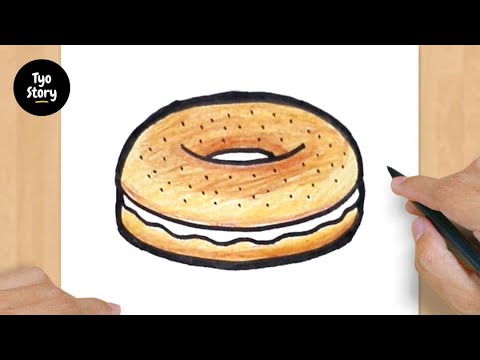 #753 How to Draw a Bagel - Easy Drawing Tutorial - YouTube