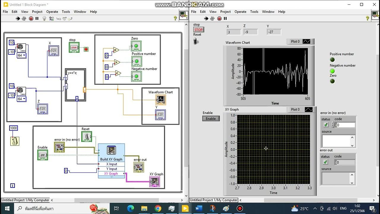 Labview random numbers and then calculate according to the equation to ...