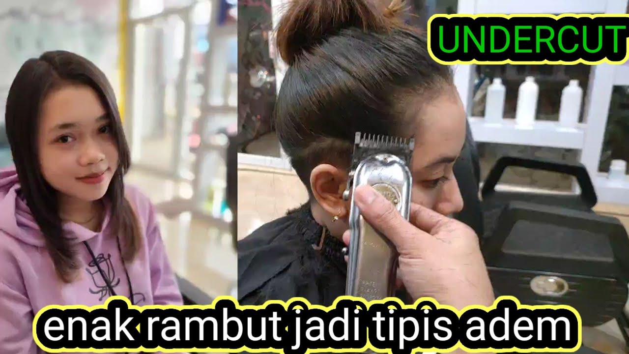 CARA MUDAH POTONG RAMBUT CEWEK UNDERCUT menyejukan hati#viral - YouTube
