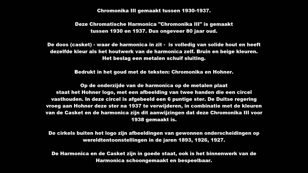 Chromonika III 1930-1938 Hohner - YouTube