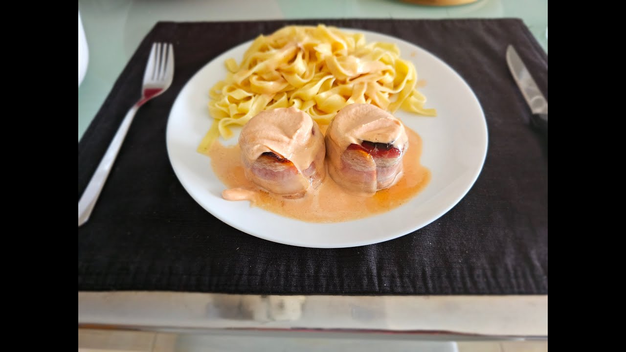 [Paso a Paso] Receta fácil suiza "Party filet" solomillo con bacon al ...