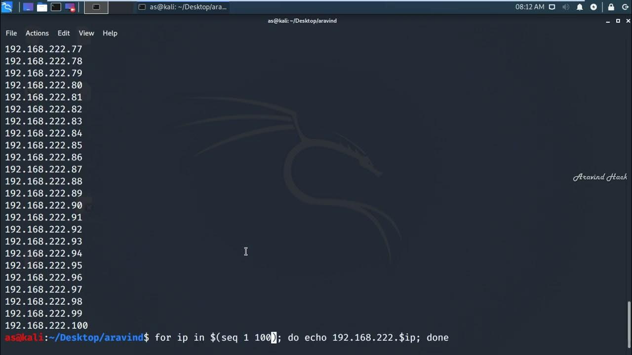 example using for loops in Bash lab on kali linux - YouTube