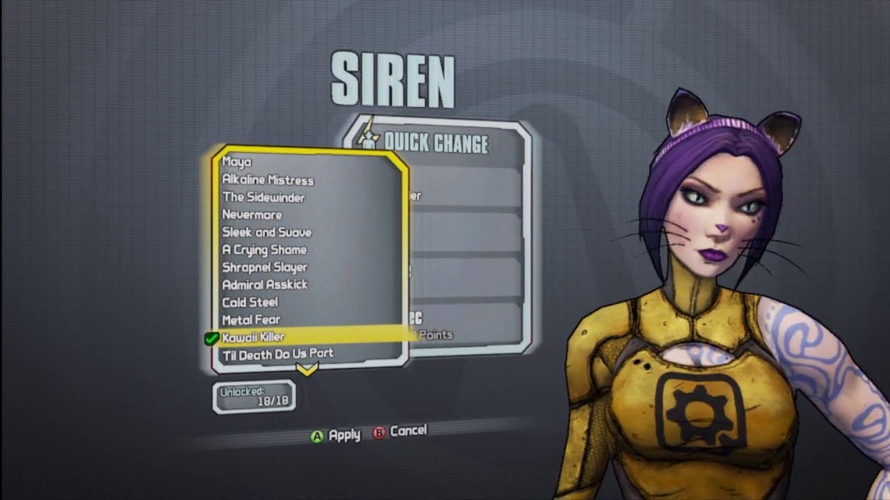 Borderlands 2 Sirene All Heads 18/18 All Skins 88/88 - YouTube