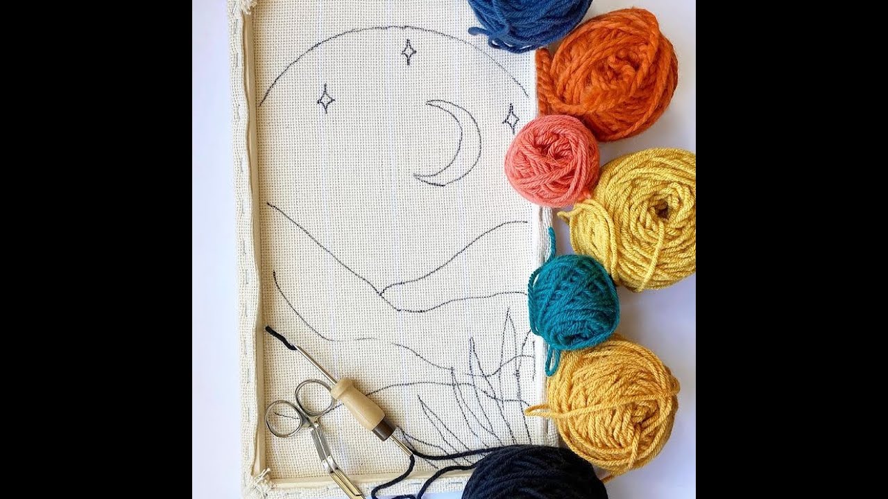 🌙 Punch Needle Frame - Moon and Mountains 🌙 - YouTube