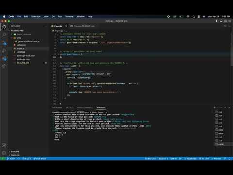 Node.JS README file generator demo - YouTube