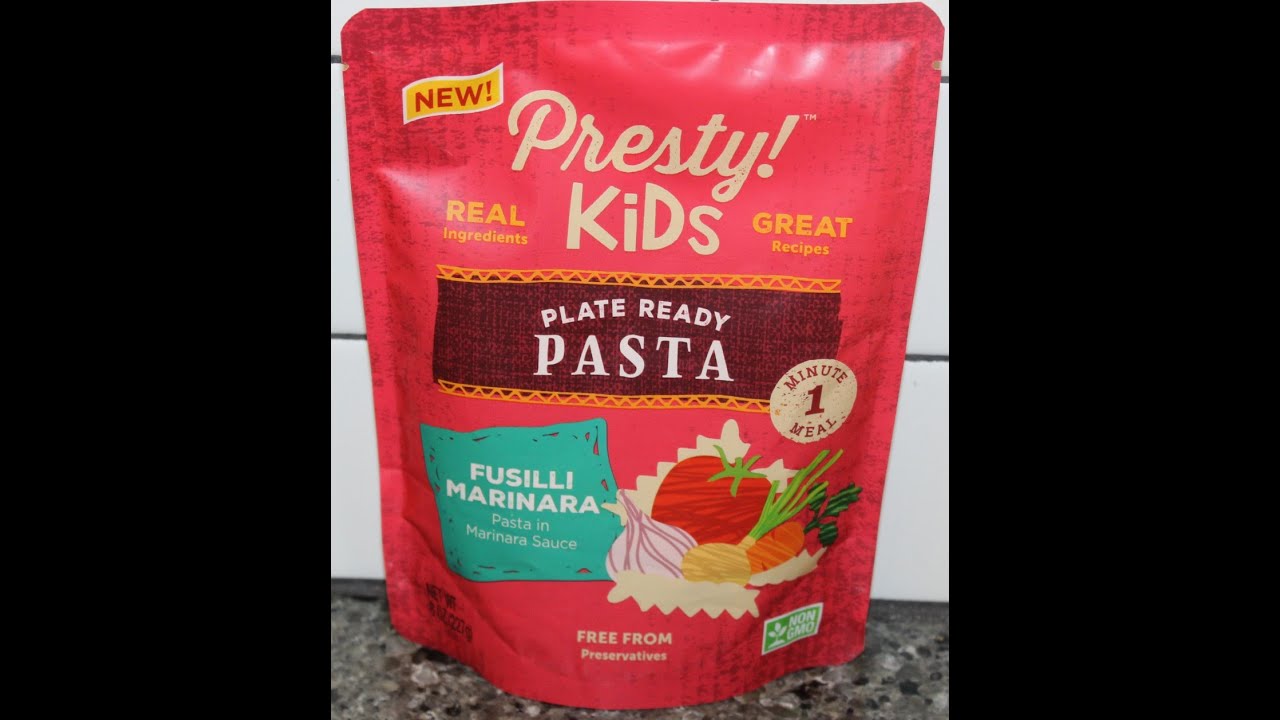 Presty Kids Plate Ready Pasta Fusilli Marinara Review - YouTube