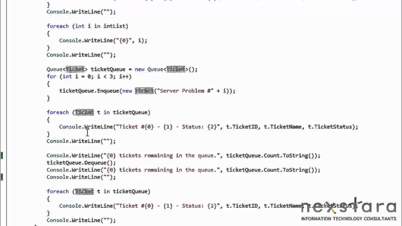 SharePoint Developer Training Course Programming C# 4.0 - Lesson Thirty-Six - Generic Queues ...