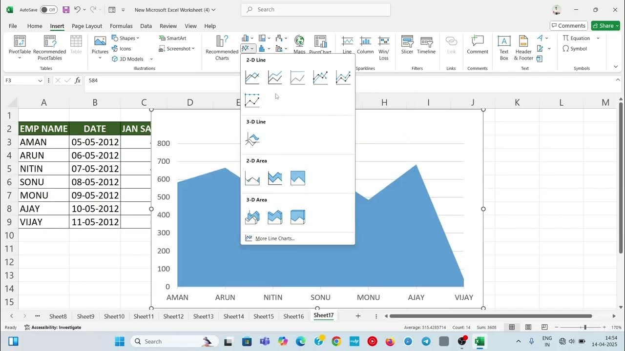 Microsoft Excel . Line Chart in excel how to make line chart📊📊 - YouTube