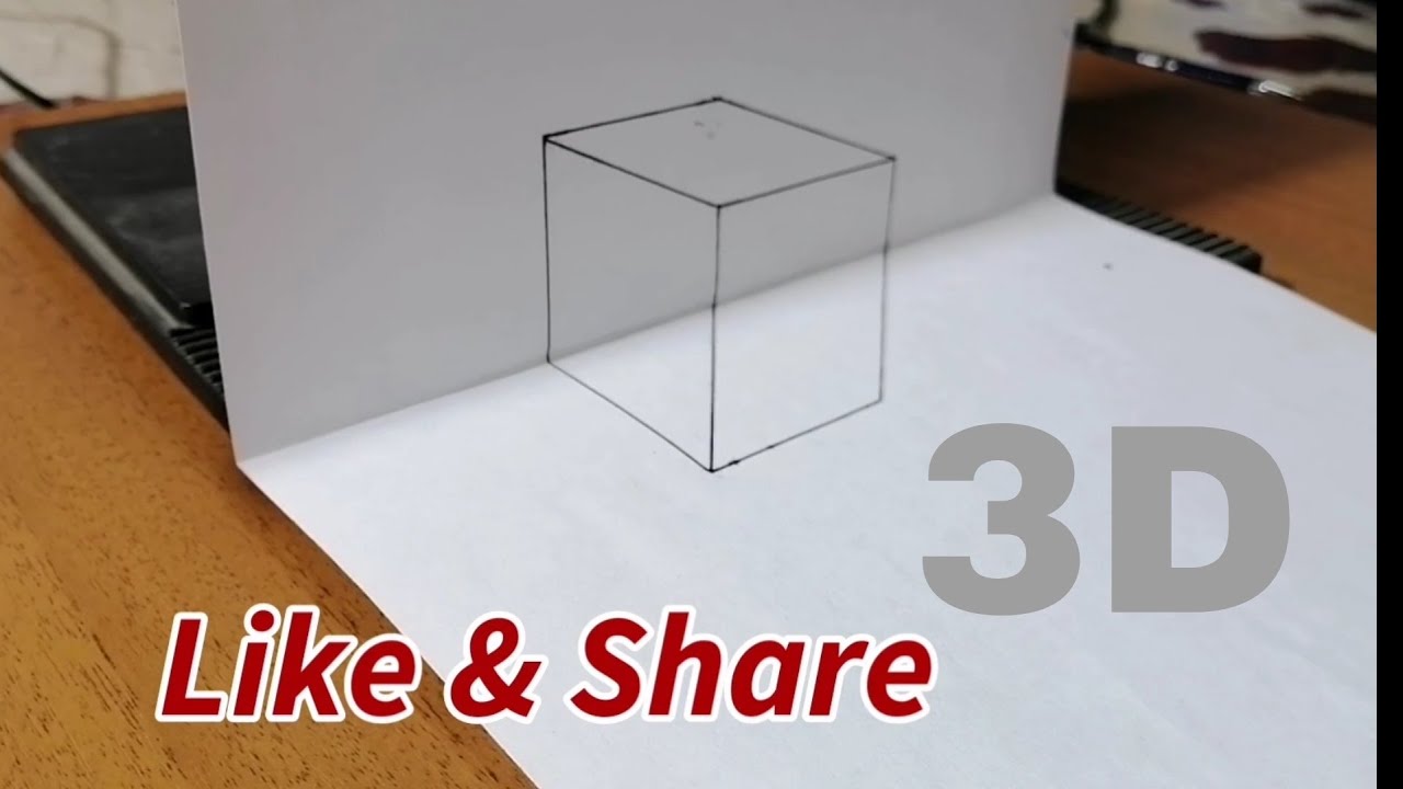 3D on paper How To Draw a Cube. Trick Art - YouTube