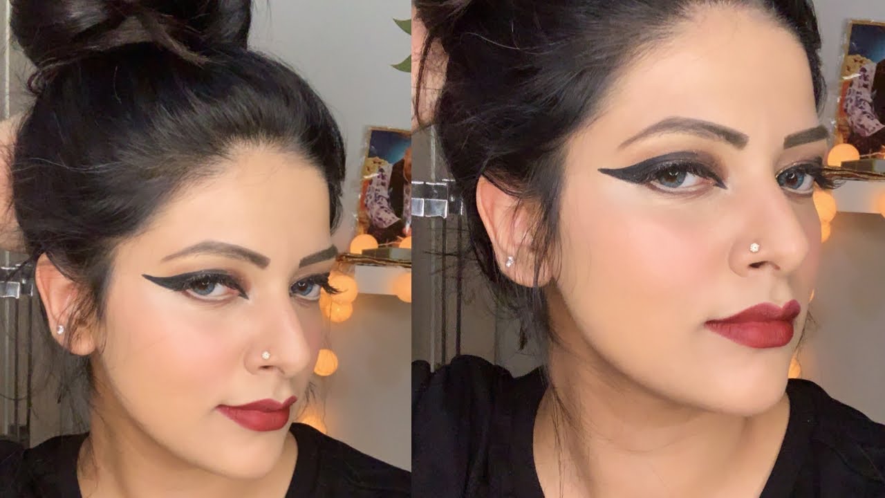 Glitter eye makeup || graphic liner || heavy makeup looks || indian ...