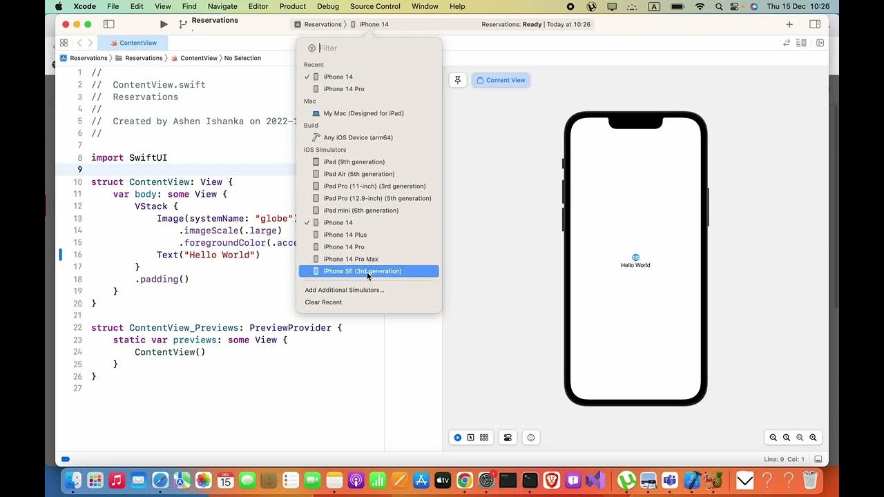 How to change the preview device of Xcode SwiftUI app | change device in Canvas area - YouTube