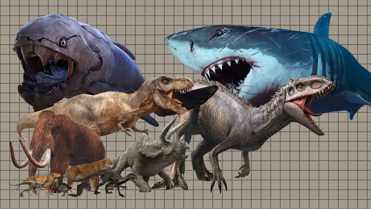 (Size comparison of prehistoric beasts roars 🦖🦣🦤🦕🔊) - YouTube