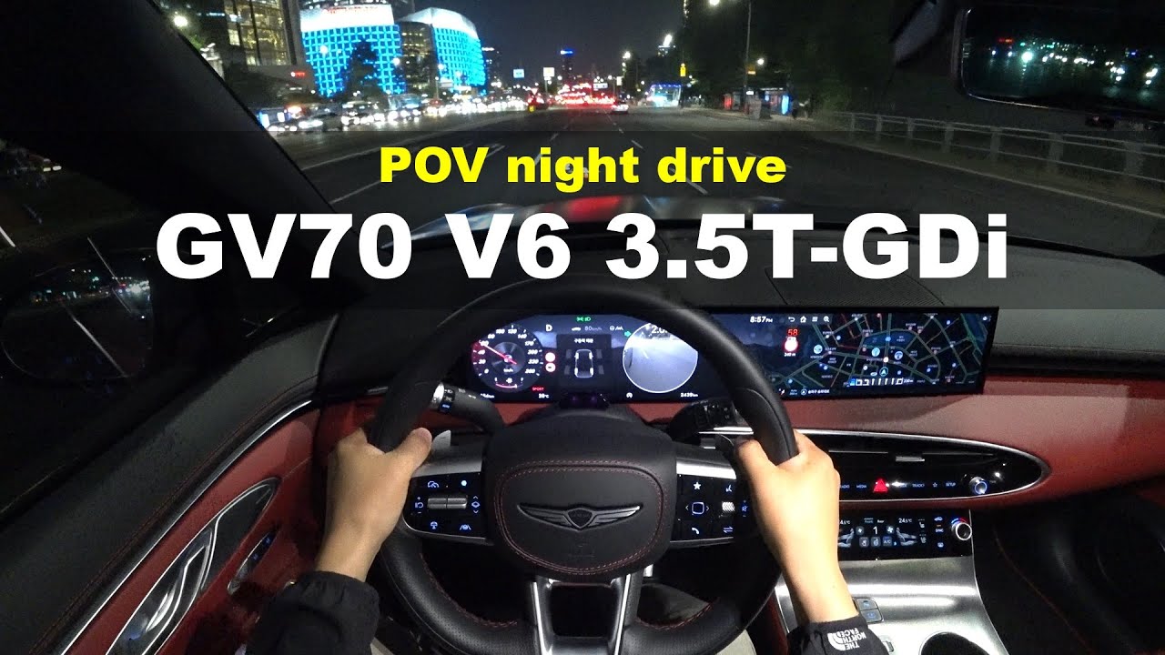 2024 Genesis GV70 V6 3.5T-GDi AWD Sport POV night drive(urban) - YouTube
