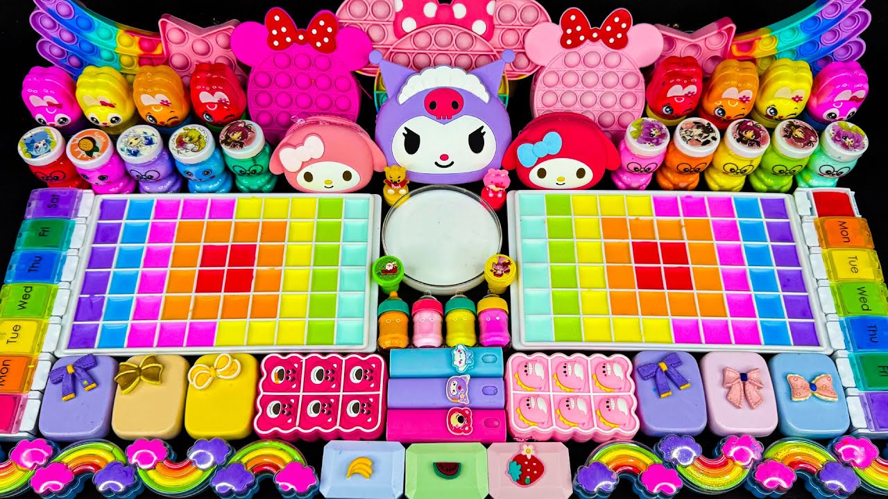 RAINBOW KUROMI SLIME, POP IT & CUTE TOYS 🌈 | Mixing Random into Glossy ...