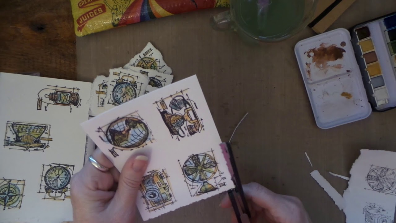 Watch me Decorate Thrift Store Notebooks w/ Tim Holtz Blueprint Stamps ...