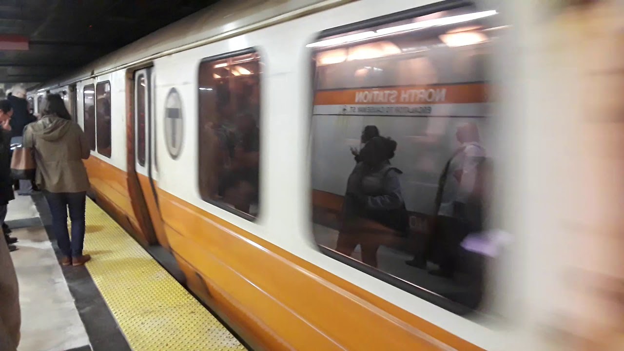 Boston MBTA Orange Line train departing North Station ( Oct 9, 2019 ...